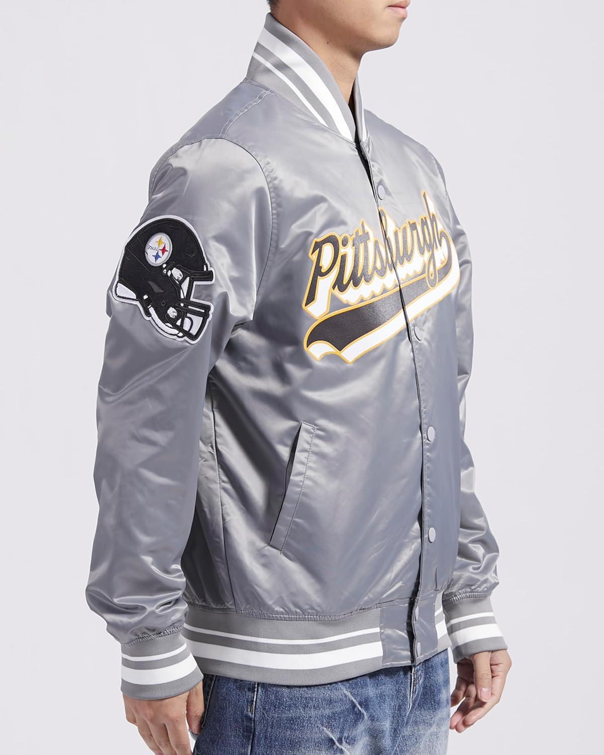 Pro Standard Mens NFL Script Tail Satin Jacket(Gray) - ProStandard Store
