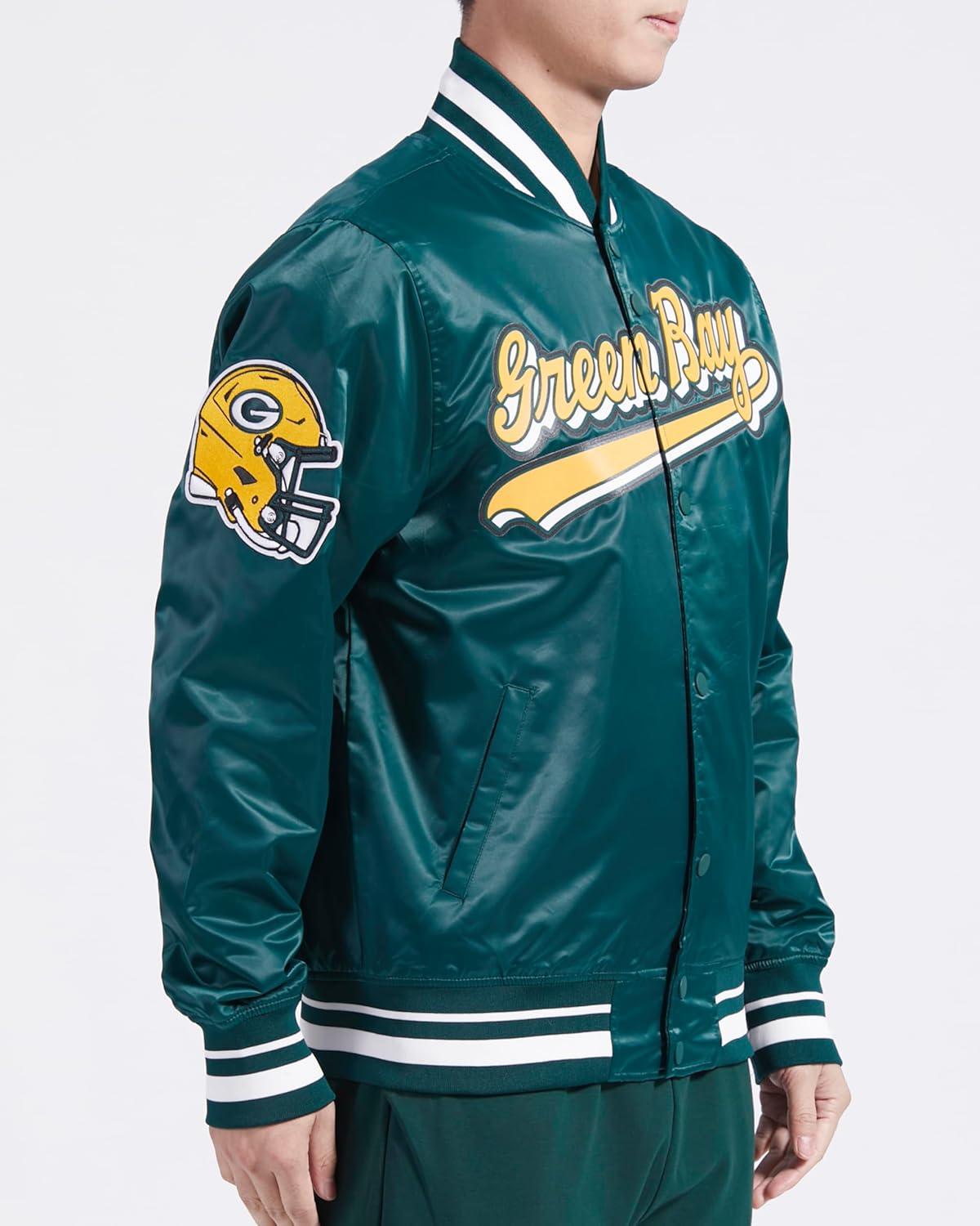 Pro Standard Mens NFL Script Tail Satin Jacket(Green) - ProStandard Store