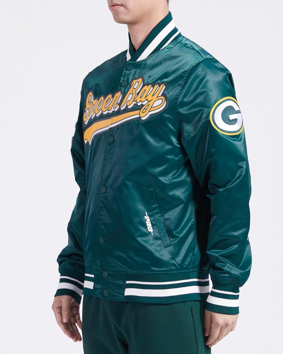 Pro Standard Mens NFL Script Tail Satin Jacket(Green) - ProStandard Store