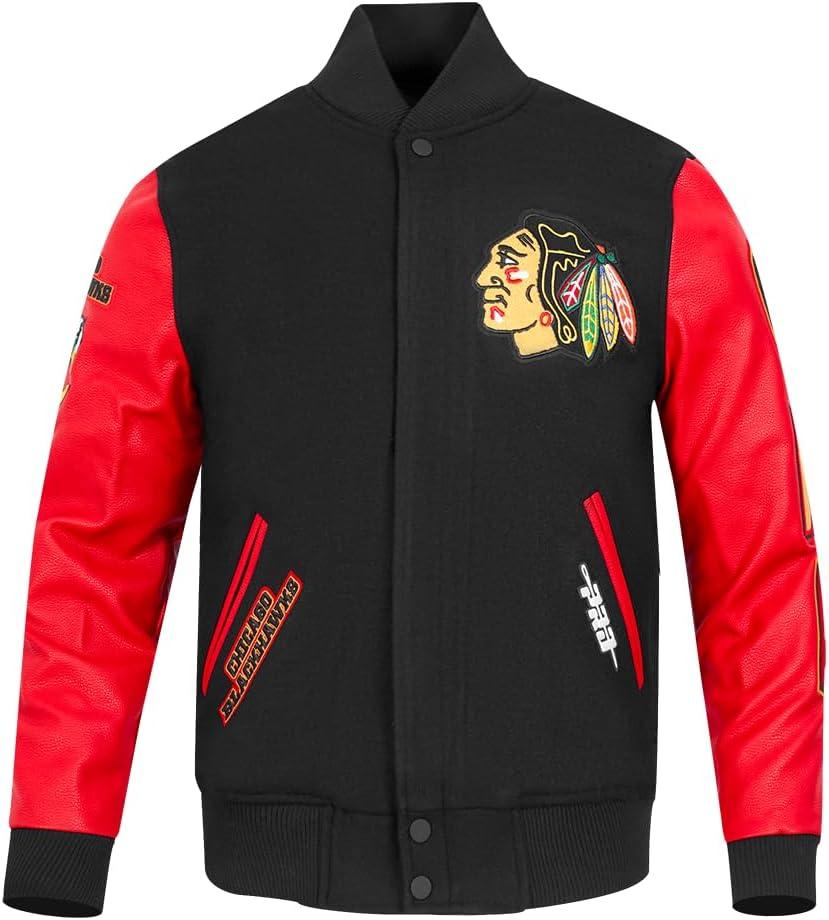 Pro Standard Mens NHL Classic Varsity Jacket(Black/Red) - ProStandard Store