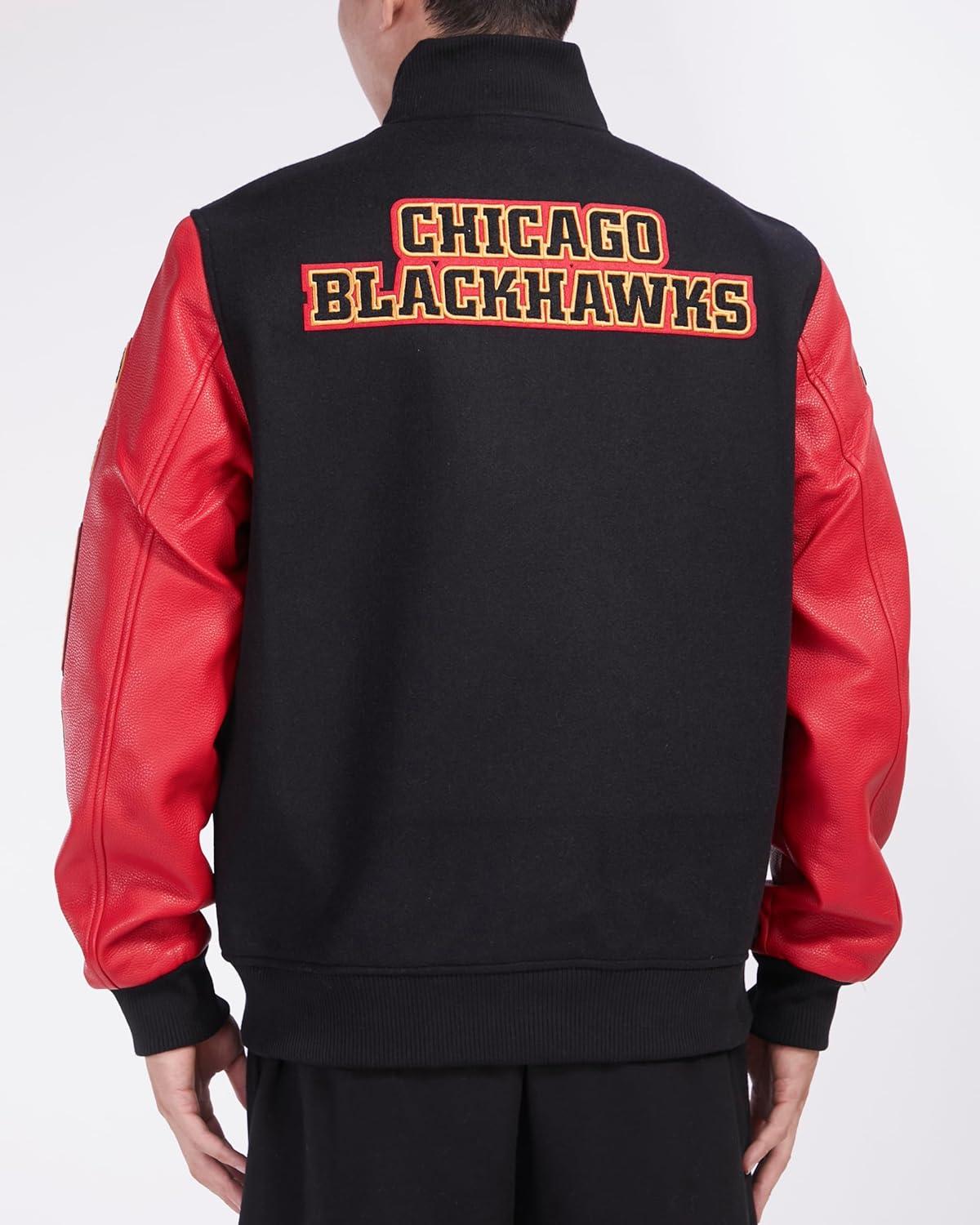 Pro Standard Mens NHL Classic Varsity Jacket(Black/Red) - ProStandard Store