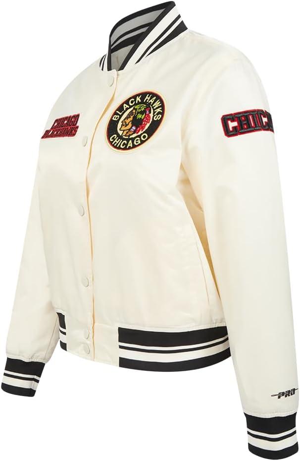 Pro Standard Womens NHL Retro Classics Satin Jacket(Eggshell/ Black ...
