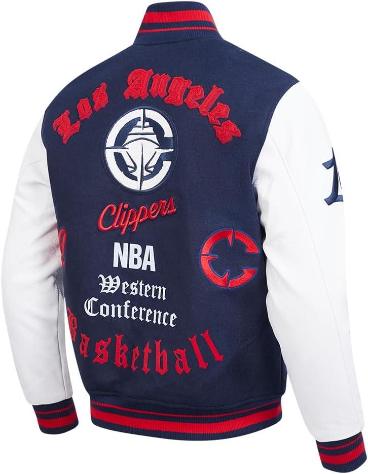 Pro Standard Mens NBA Old English Varsity Jacket(Midnight Navy/Red ...
