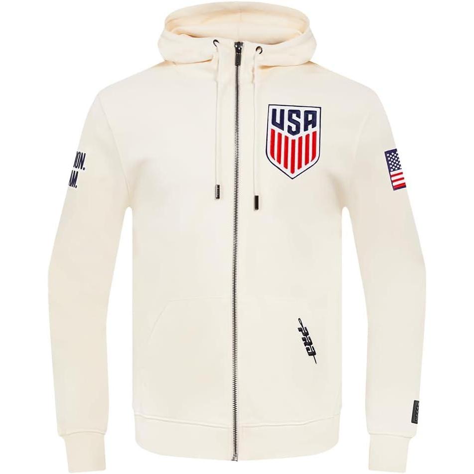 Mens USSF Classic Chenille Double Knit Full-Zip Hoodie(Eggshell ...